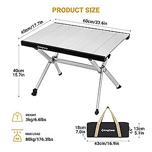KingCamp Low Sling Beach Chairs,Folding Mesh Reclining Back Low Seat Beach Chair Small Camping Folding Table Aluminum Portable Picnic Table for Sand Camping Lawn Concert Travel