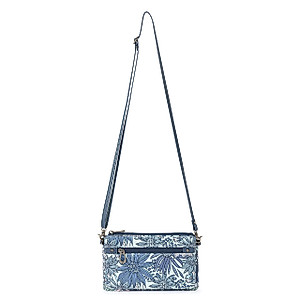 Sakroots Corin Smartphone Flap Crossbody in Eco-Twill, Denim Flower Garden
