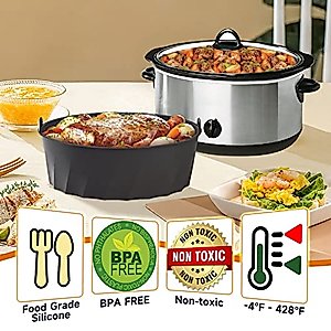 KOCWELL Slow Cooker Liners Compatible for Crock Pot 7-8 QT Oval, Easyjoy for Crock Pot Liners For 7 Quart Oval Slow Cookers, Reusable Silicone Slow Cooker Liner For Crock Pot Insert, Dishwasher Safe BPA Free