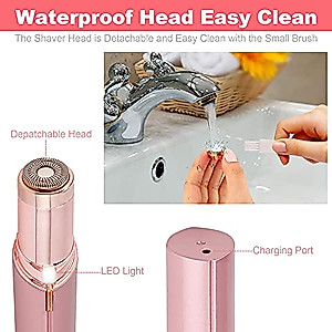 Rosarden Facial Hair Removal for Women, Mini Hair Remover, Electric Razor Shaver Portable Bikini Epilator for Lips, Chin, Armpit, Peach Fuzz, Fingers, Arms, Legs, Body and USB Rechargeable