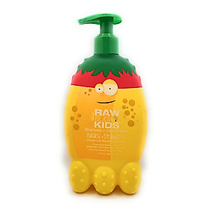 Kids 2-in-1 Banana + Strawberry Shampoo & Conditioner, Pineapple + Orange Bubble Bath & Body Wash by Raw Sugar 12 fl oz (Pack of 2) + Loofah