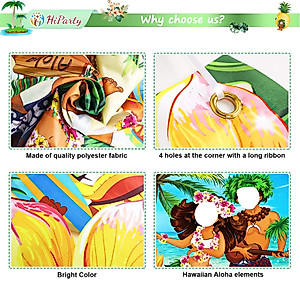 HiParty Hawaiian Luau Party Decorations Luau Couple Photo Door Banner Tiki Luau Photo Props for Beach Party Tiki Banner Background Photography for Tropical Themed Decoration