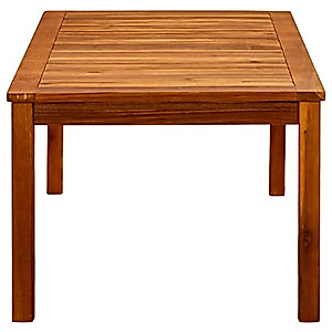 Tidyard Patio Garden Coffee Table Slatted Tabletop Acacia Wood Side Table for Garden, Poolside, Balcony, Outdoor Furniture 43.3 x 23.6 x 17.7 Inches (L x W x H)