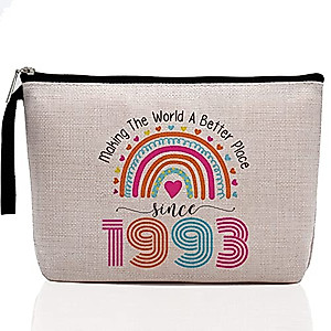 Hanamiya Na 30th Birthday Gifts for Women-Making The World A Better Place Since 1993, 30 Years Old Makeup Bag for Her, Friend, Mom, Sister, Wife, Aunt, Coworker Boss