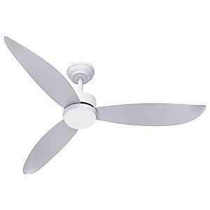 raccroc Ceiling Fans with Lights,52'' Ceiling Fan with Remote Control, 6 Speeds Indoor Outdoor Ceiling Fans with 22W 3CCT Dimmable LED Light, Noiseless DC Motor & 3 Reversible Blades White