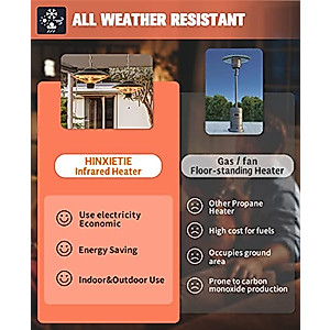 Hanging Patio Electric Heater, 1500W Outdoor Indoor Infrared Heater with 2 Adjustable Modes, Ceiling Mounted Outside Electric Heater, IP45 Waterproof, Black