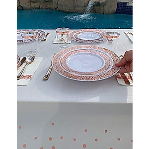 Resonating Designs Rose Gold Confetti Table Covers - Pack of 5 Plastic Rectangle Kitchen and Picnic Tablecloths - Party Decorations for Birthday, Graduation, Wedding Parties - 54 x 108 Inch