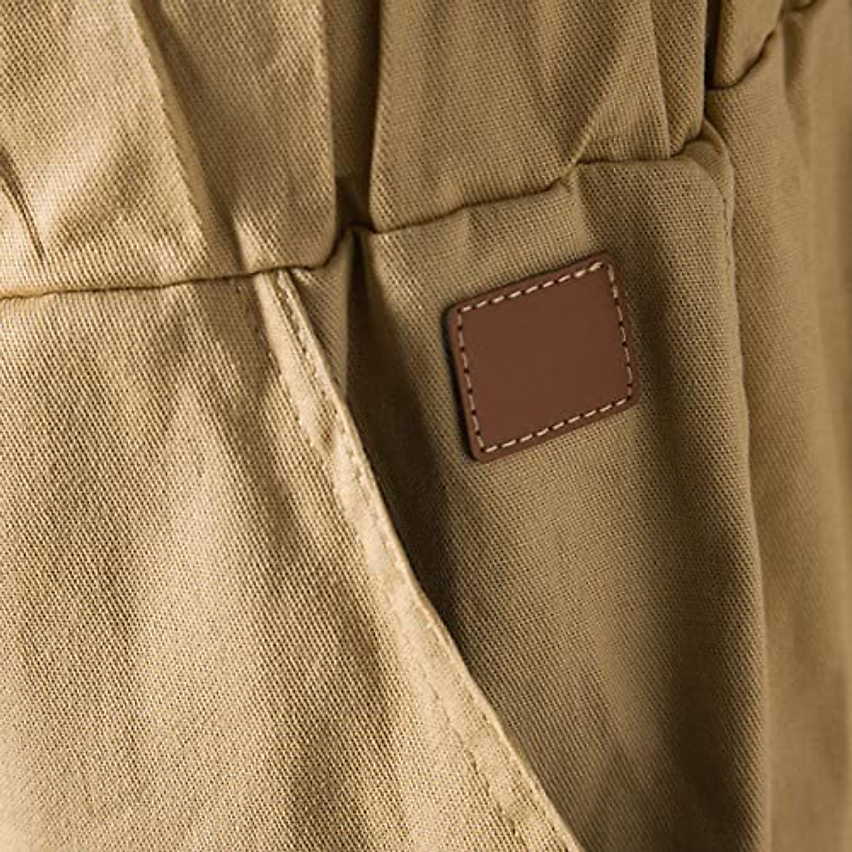 Men's Running Shorts 5 Inch Mens Elastic Waist Cargo Shorts Casual Drawstring Multi Pockets Cotton Linen Shorts Stylish Fashion Sport Shorts Linen Shorts for Women Loose Fit Khaki L