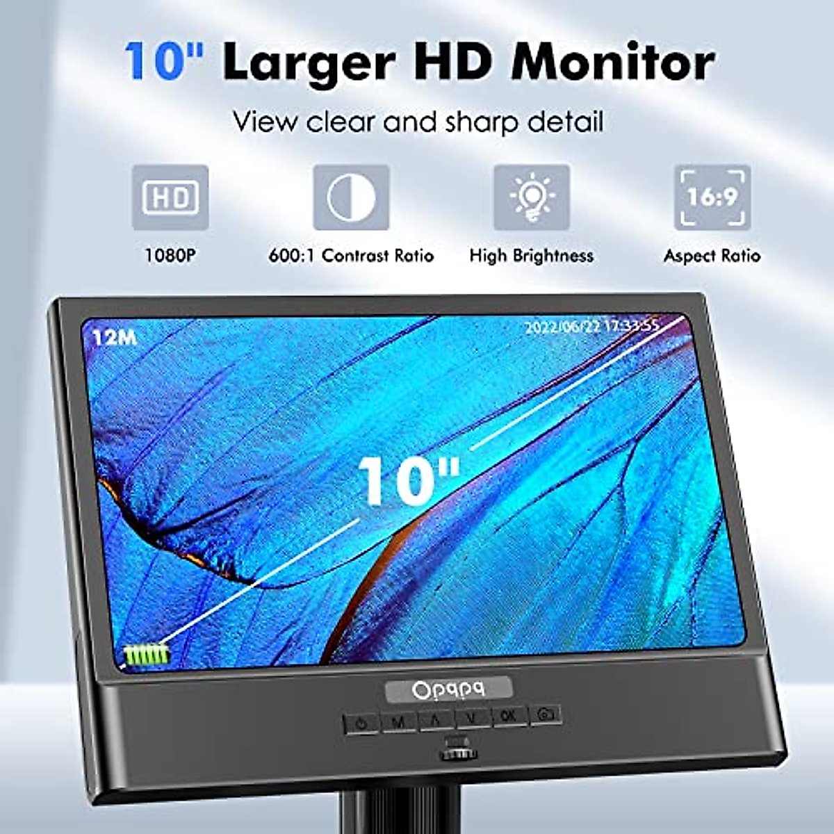 10" LCD Digital Microscope- Soldering Microscope for Electronics Repair, Opqpq USB Coin Magnifier with Light & Large Screen for Error Coins, PCB Board Watch Micro Solder Microscopes Station for Adults