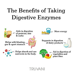 Truvani Digestive Enzymes | 9 Enzyme Blend | Digestive Support | Reduce Bloating | Increased Nutrient Absorption | Non-GMO Capsules| 30 Day Supply