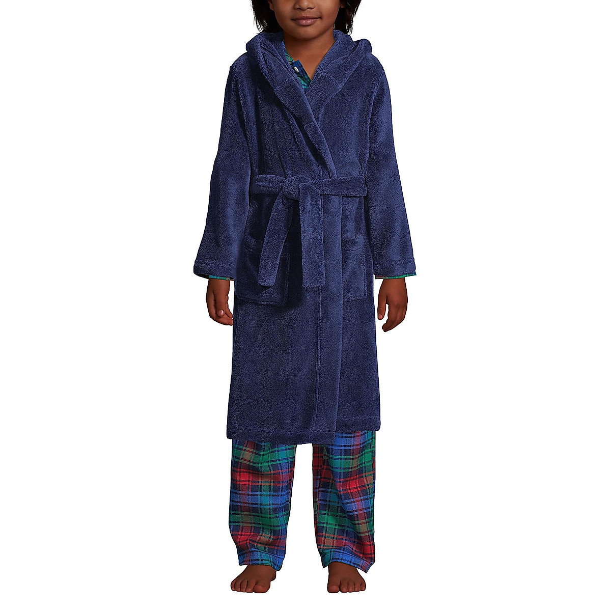 Lands' End K Unisex Solid Robe Deep Sea Navy Kids 10