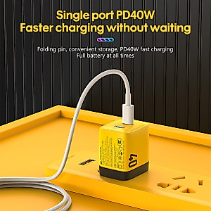 Wekome USB Charger Block, Wall Charger, USB C Fast Charger, Compatible with MacBook Pro/Air, iPhone, Laptops and Tablets, UL Certified (Yellow)