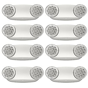 SPECTSUN 8 Pack LED Exit Emergency Light Combo with Battery Backup-US Standard Commercial Corded Emergency Exit Sign Lights for Home Power Failure,UL 924 Certified,Elm2 Emergency Lighting Exit Signs