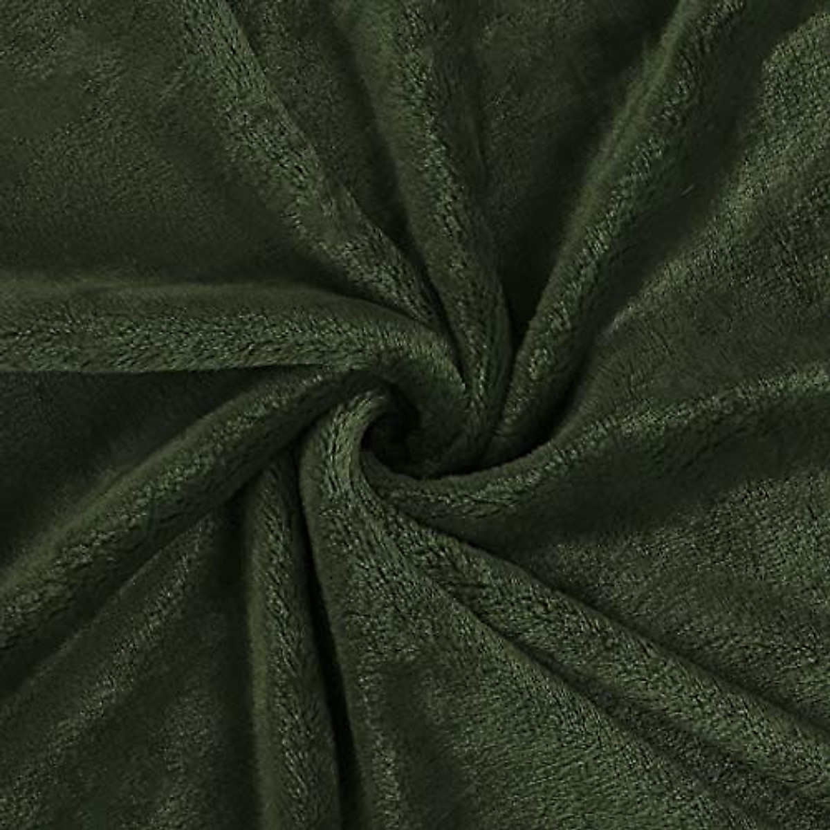 PiccoCasa Flannel Fleece Blanket Throw Size Army Green - Luxury Sofa Throws and Blankets with Ruffle Trim - Lightweight Plush Microfiber Solid Decor Blanket for Couch,Bed, Chair, 50" x 60"