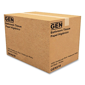 GEN 218 Standard Bath Tissue, 1-Ply, 1000 Sheets (Case of 96 Rolls)