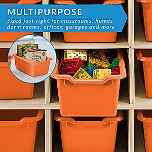 ECR4Kids Scoop-Front Storage Bins, Easy-to-Grip Design Storage Cubbies, Kid Friendly and Built to Last, Pairs with ECR4Kids Storage Units, 10-Pack, Orange
