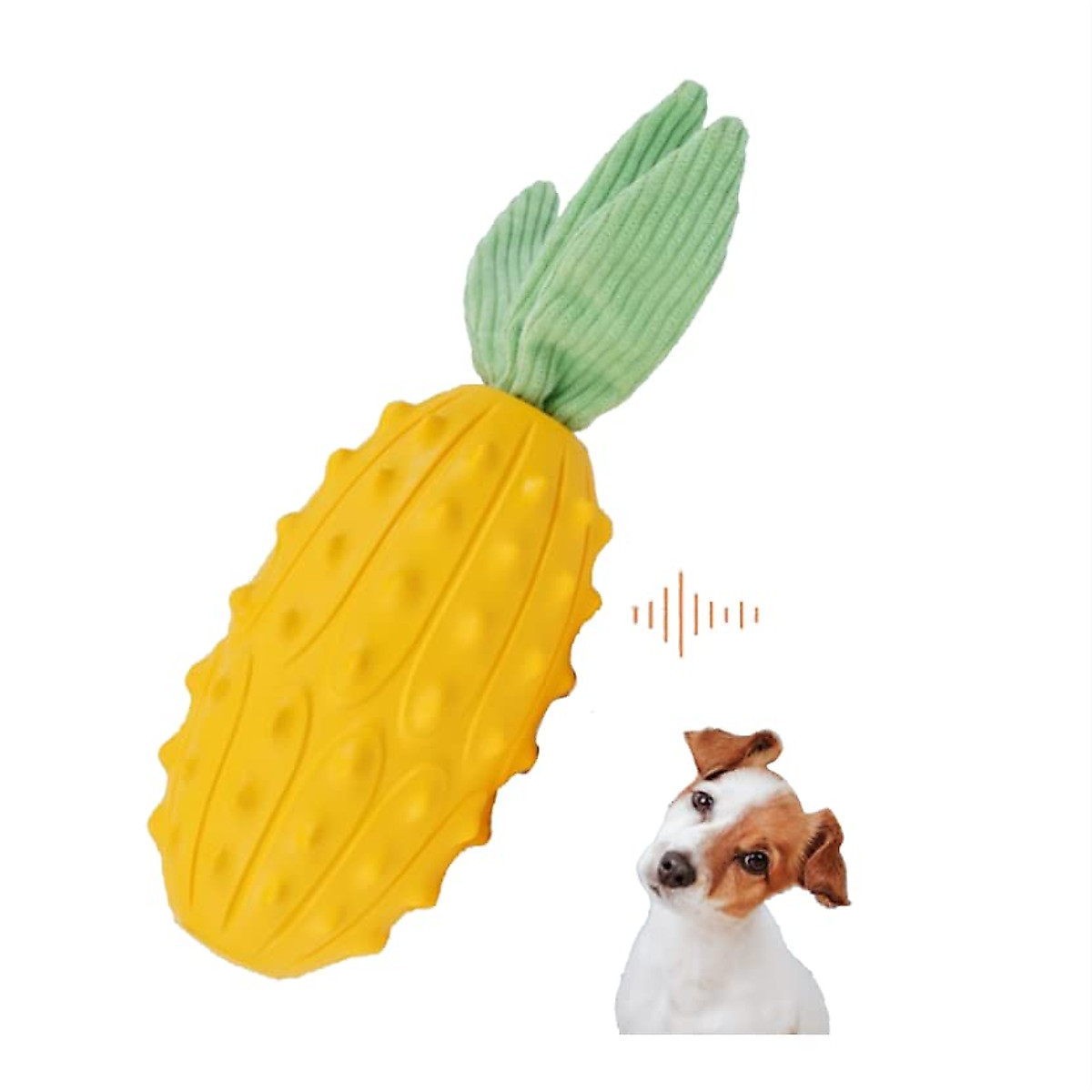 Potato Brothers-Durable Dog Chew Toys，Pet Squeaky Toys- Fetch Mate, for Middle-Large Sized Aggressive Chewers, Safe Natural Rubber, Teeth Cleaning(Kiwano-Shaped)