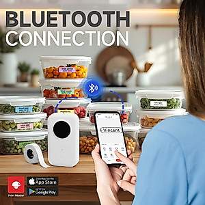 Phomemo Label Maker Machine with Tape, D30 1/2 Inch Bluetooth Mini Portable Lable Printer,Labeler for Office Home School Organization,for Android iOS,Gift for Women Men(USB Rechargeable)-White