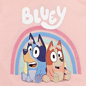 Bluey and Bingo Toddler Girls 3 Piece Outfit Set: T-Shirt Legging Scrunchy Pink 3T