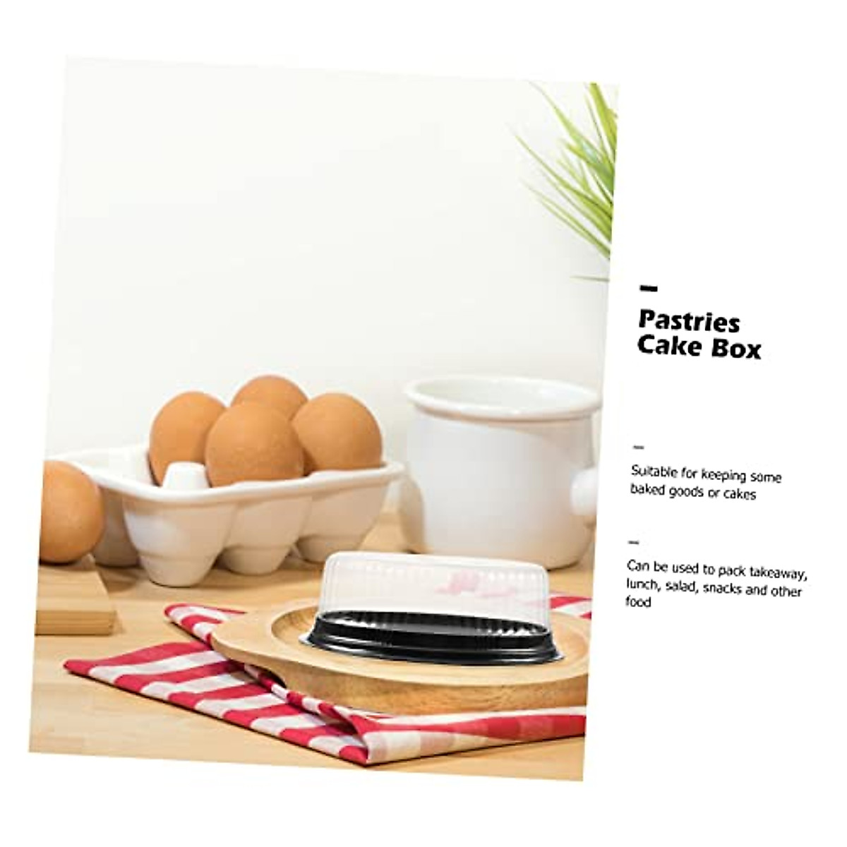 CALLARON 10pcs Packing Cake Box Plastic Cake Stand Miniature Holder Mini Muffin Cake Slice Container Moon Cake Box Individual Cupcake Holders Disposable Tray Gifts Cake Box Pies Cake Box