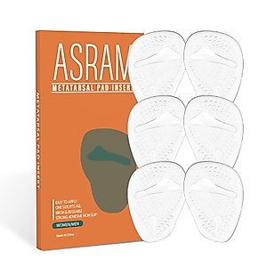 ASRAM Metatarsal Pads,Ball of Foot Cushions,Reusable High Heel Inserts Best for Prevent Blisters and Sliping,Metatarsal Foot Pain Relief,for All Day Pain Relief and Comfort.(3Pairs,Clear)