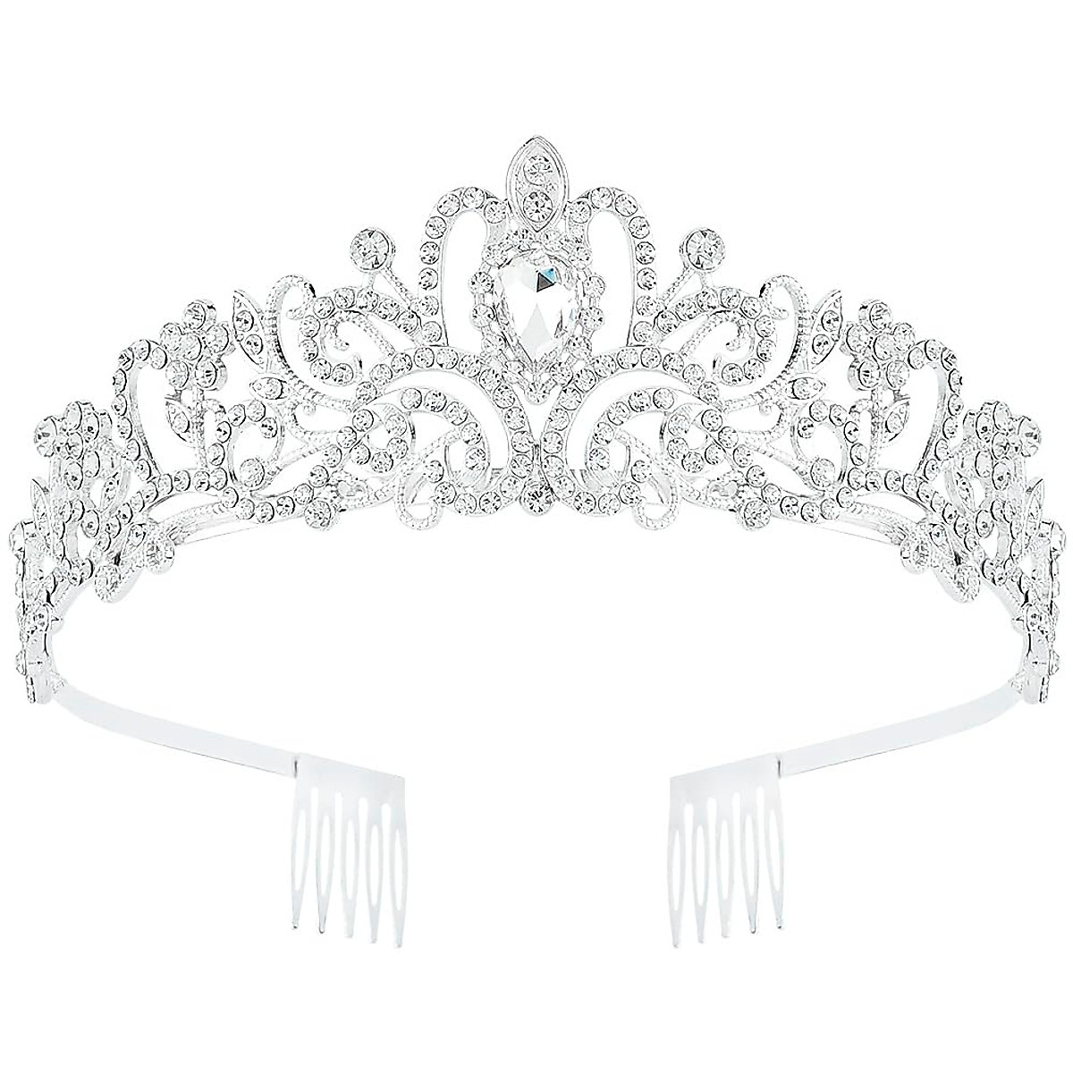AOPRIE Silver Tiaras and Crowns for Women Girls Princess Crystal Crown with Combs Women's Headbands Bridal Wedding Prom Birthday Party Headbands for Women
