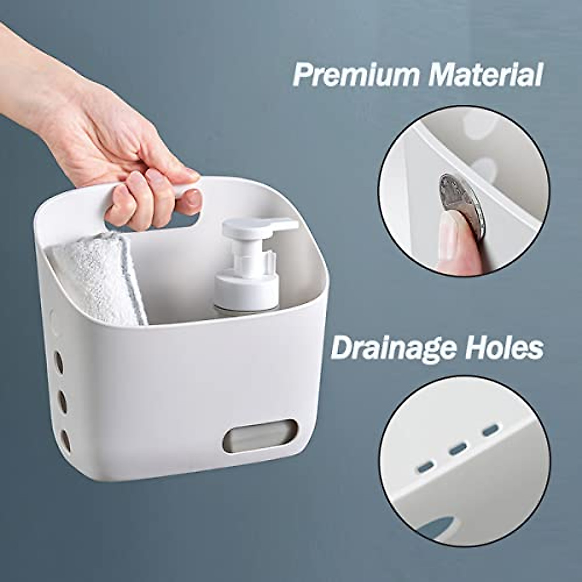 MORNITE 3 Pcs Hanging Shower Basket Caddy, Portable Walll Storage Organizer with Hooks for Bathroom Kithcen Dorm College, White