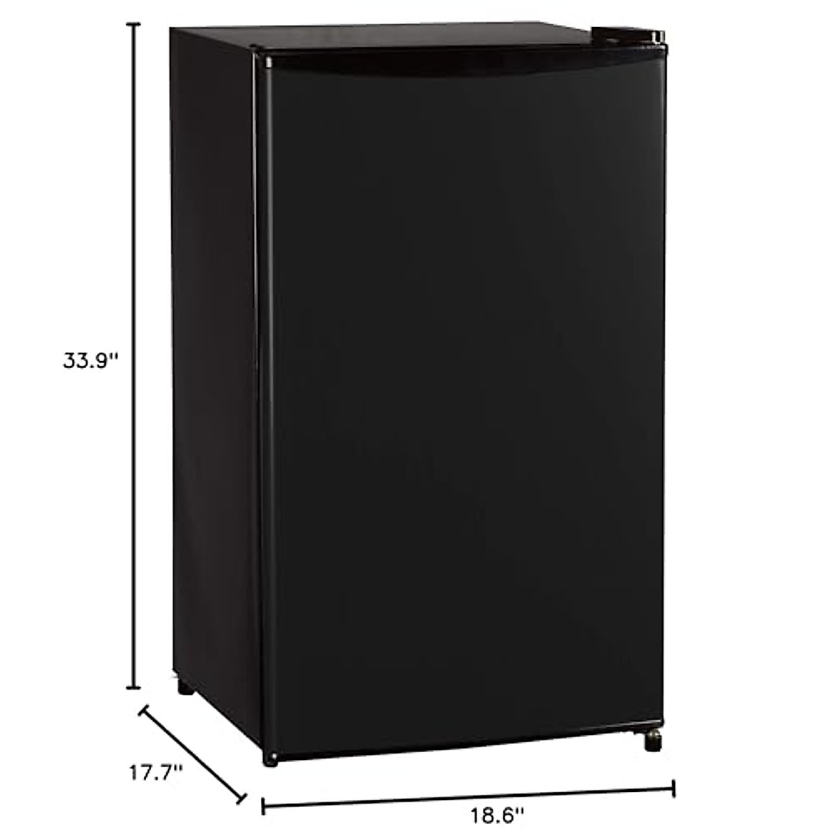 Keystone Energy Star 3.3-Cu. Ft. Single-Door Small Refrigerator with Full-Width Freezer Compartment, Compact Drink and Snack Mini Fridge for Dorm Room, Bedroom, Apartment, and Office in Black