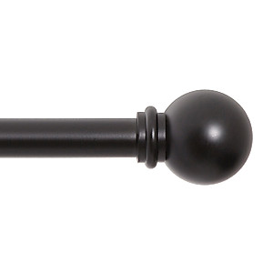 Kenney Chelsea 5/8" Standard Decorative Window Curtain Rod, 48-86", Black