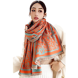 RainFlowwer Womens Pashmina Shawl Wrap Scarf Winter Warm Wool Scarves Large Reversible Stole Scarf Evening Dress Christmas Gift