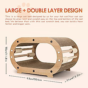 Large Cat Scratcher Bed - Cat Scrathing Cardboard,100% Recycled Paper Cat Scratchers for Indoor Cats - Cardboard Cat Bed, Chemical-Free Materials Cat Scratcher Lounge - Cat Scratch Pad