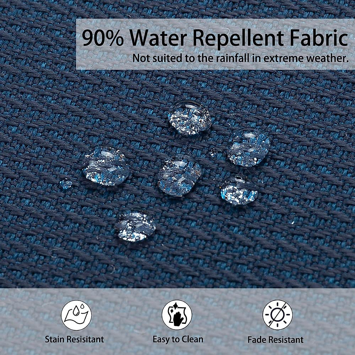 Magpie Fabrics Outdoor/Indoor 17"x16"x2" Chair Cushions with Ties Set of 2, Waterproof All Weather U-Shape Seat Pads Decoration for Patio Garden Furniture Home Office (Navy)