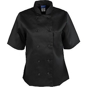 Womens Black Classic Short Sleeve Chef Coat, 2XL
