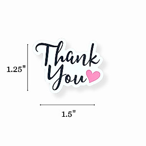 Thank You Stickers - Roll of 500 Labels with Pink Hearts - Cute Mailing Envelope Seals -Small Business Shipping Supplies - Packaging Orders with Poly Mailers and Boxes