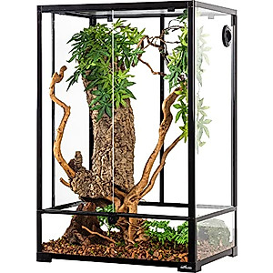 TRIXIE 64 Gallon Vertical Glass Terrarium, Double Hinged Doors, Mesh Top, Waterproof Base, Black