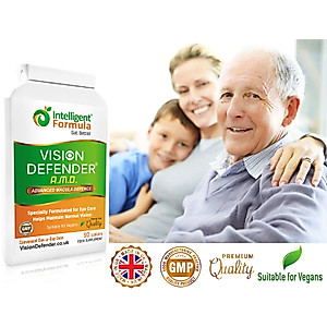 AREDS2 VISION DEFENDER AMD Supplement: Lutein, Zeaxanthin, Zinc, Vitamin E – AREDS 2 Eye Vitamins, Minerals, Nutrients for Eyes. 3 Months Supply (90 tablets) One-A-Day Vegan Eye Supplement. Made in UK