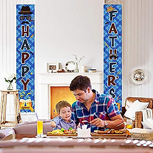 Fathers Day Decorations Porch Sign - Happy Father’s Day Banner Front Door Hanging Sign - Fathers Day Party Supplies for Indoor Outdoor