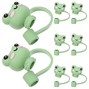 Healeved 8pcs Straw Dust Cap Protective Cap Frog