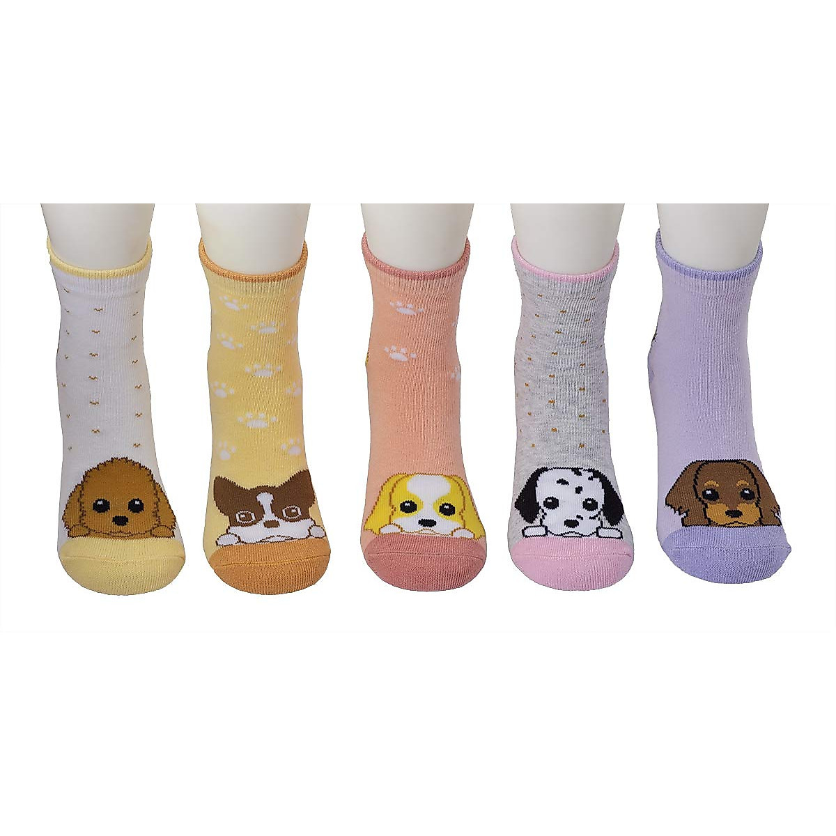 Maiwa Doggie Girls Cotton Socks for Toddler Big Little Girls 5 Pack(8-10years/18-20cm)