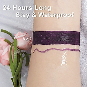 AMY'S DIARY 2Pcs Dark Purple Lip Liner and Lipstick Matte Makeup Set,Darkest Eggplant Plum Lipstick 24H with Lip Liner Set Matt Liquid Long Lasting Mate Dark Plum Dark Berry Lipstick (#20)