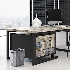 Wood Trash Can Rectangular Waste Basket with Convenient Semicircular Handle Wooden Garbage Can for Kitchen Bedroom Living Room, Grayish Green