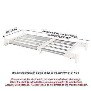 DAHOOMII Adjustable Closet Shelf Divider Tension Rod Expandable Clothes Storage Hanger Coat Rack DIY Stainless Steel Organizer Cabinets Separators Space Saver - Ivory