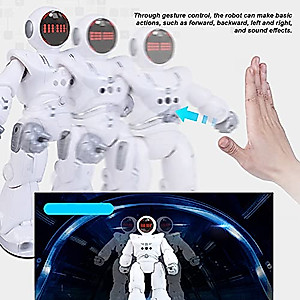 SPYMINNPOO RC Robot, Rc Robot Toys Gesture Sensor Smart Intelligent Programming Automatic Presentation RC Remote Control Robot for Kids Over 8 Years Old Kickscooter Deformation Model