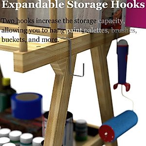 Art Storage Rack with Supply Storage Organizer on Wheels, Art Drying Rack, Artist Gallery Portable Display Rack for Posters, Artwork, Prints, Canvas, Panels (Bamboo, 20.7''W x 23.2''D x 47.7''H)