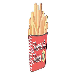 French Fries Embossed Metal Sign - Vintage Diner French Fries Sign for Kitchen or Man Cave