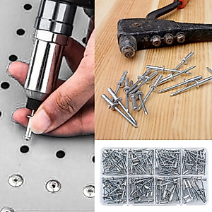 200 Pcs Pop Rivets Assortment Kit, Assorted Aluminum Blind Rivets, Metal Flange Blind Rivets for Metal, 1/8"x1/4", 1/8"x5/16", 1/8"x3/8", 1/8"x1/2", 3/16"x1/4", 3/16"x5/16", 3/16"x1/2", 3/16"x5/8"