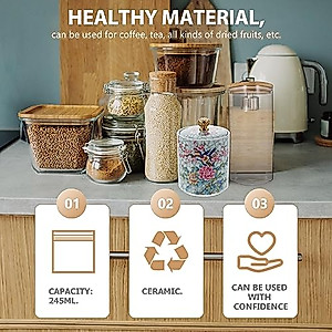 SHERCHPRY 1Pc Ceramic Food Storage Jar, Large Ceramic Tea Jar, Small Ceramic Tea Jar, Ceramic Sealed Storage Canister with Cover for Kitchen Tea, Coffee, Sugar (3.73X2.75X3.14in)