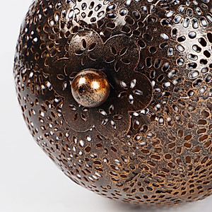 MAGGIFT 2 Pack Solar Hanging Lights, Solar Powered Decorative Retro Lantern with Handle, Warm White LED Christmas Garden Boho Flower Lights, Metal Drop Shape Waterproof Outdoor Yard Tree Fence Patio