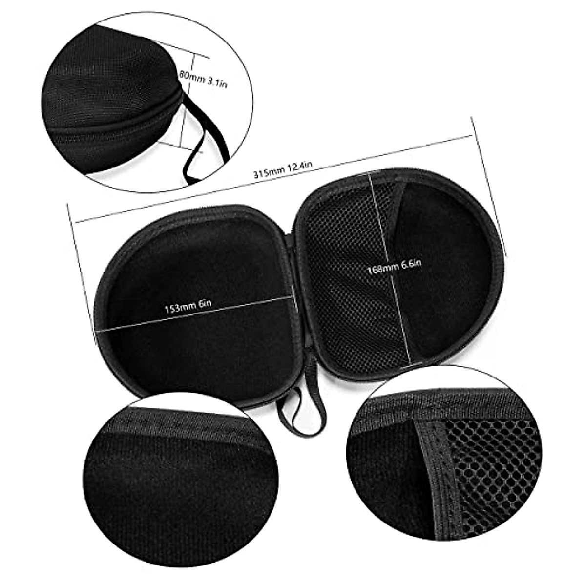 Ginsco Hard Carrying Headphone Case Compatible with MDR 7506 H900N HD 4.50 Studio3 ATH-M50x 059 Foldable Headphones