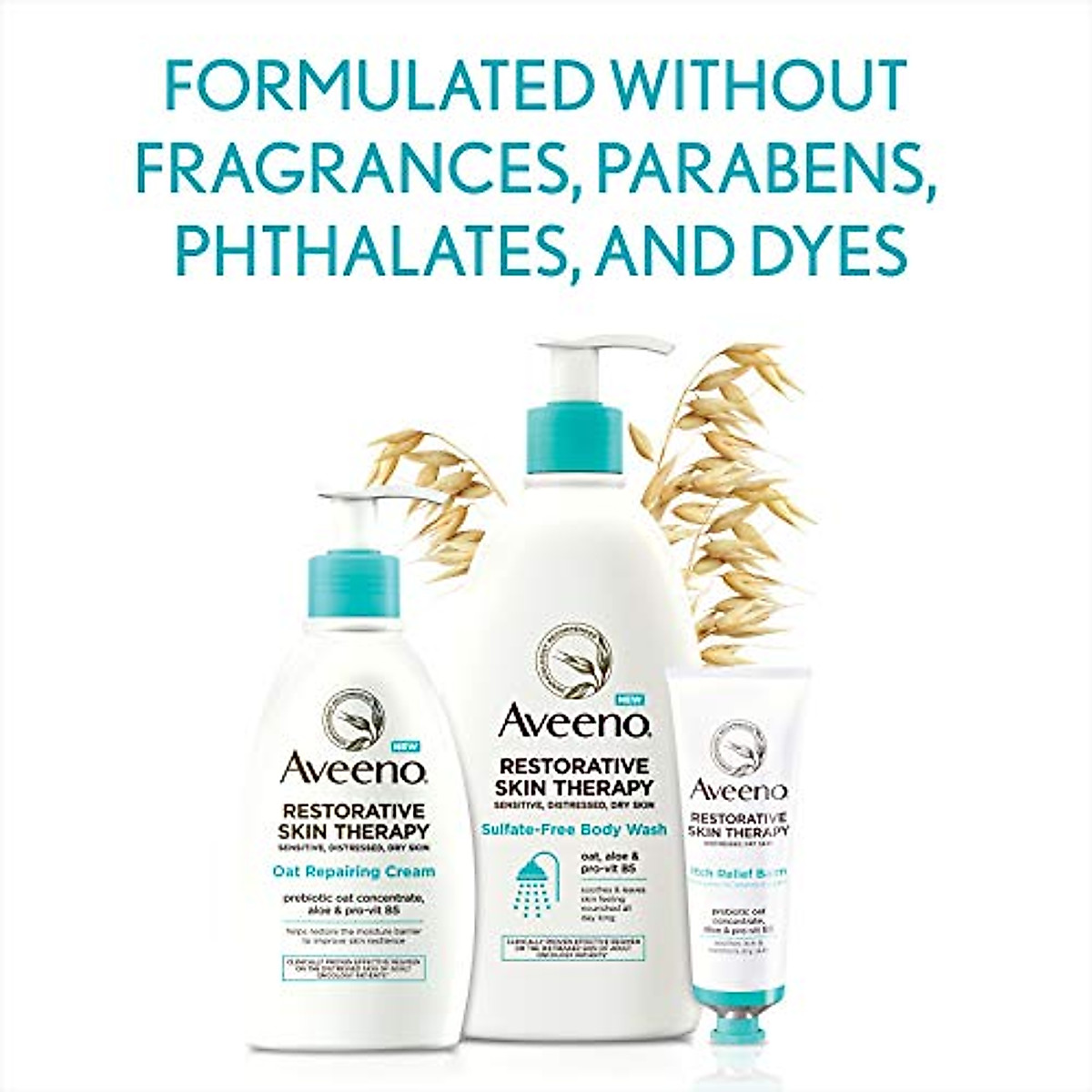 Aveeno Restorative Skin Therapy Moisturizing Oat Repairing Cream for Sensitive, Distressed, Dry Skin, with Prebiotic Oat & Aloe, Formulated without Parabens, Fragrance & Steroids, 12 oz